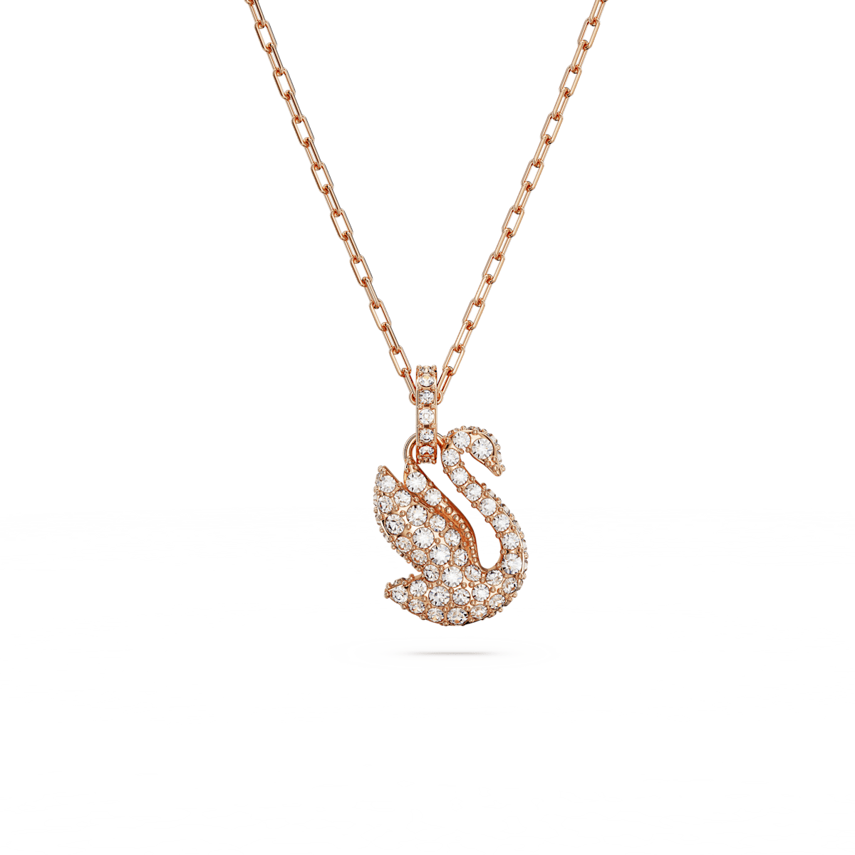Swarovski Iconic Swan pendant Swan Small White Rose gold tone plat Wolf Fine Jewelers